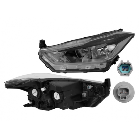 Faro Principal Izquierdo Negro con Luz LED Depo