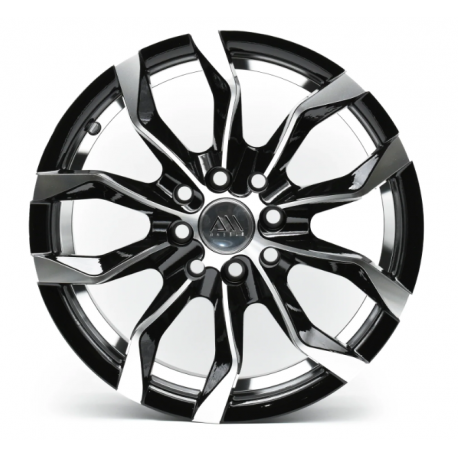 Juego de 4 Rines Negros con Aro Cromado de 15" AM Wheels