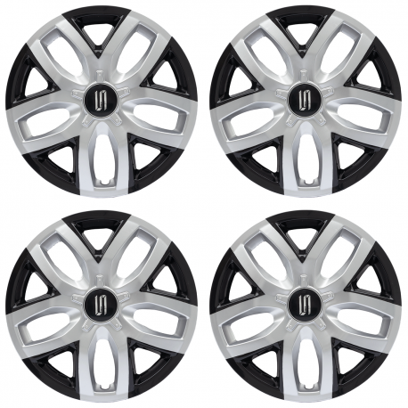 Juego de 4 Tapones de Rin de 14" Bicolor con Centro Racer 6 Scuda