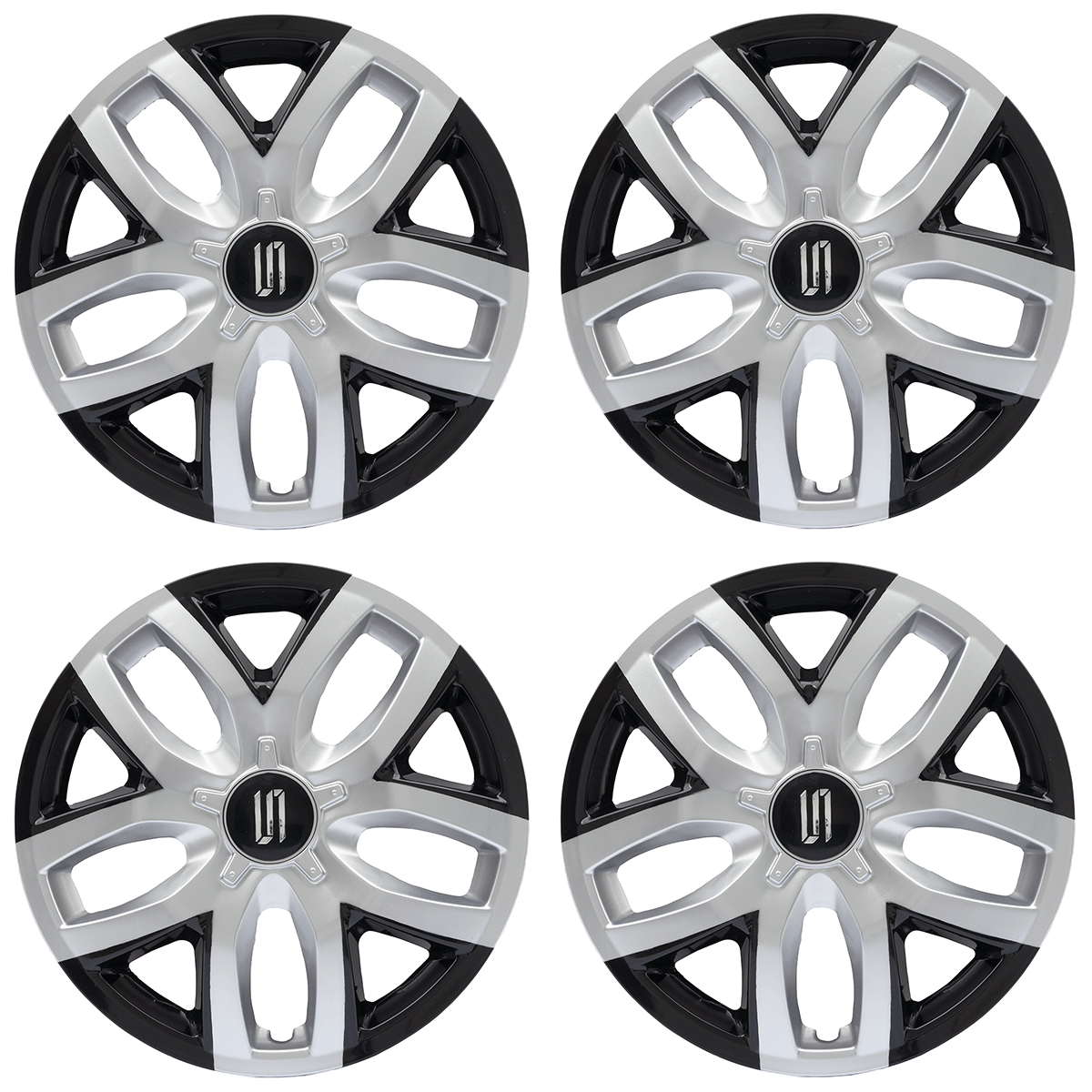 Juego de 4 Tapones de Rin de 14" Bicolor con Centro Racer 6 Scuda