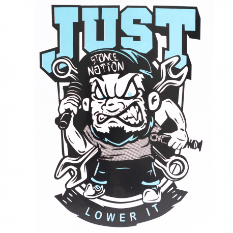 Calcomanía Externa de Vinil con Leyenda JUST LOWER IT - Refaccionaria Mario