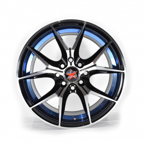 Juego de 4 Rines de 15" con Aro Azul y Centro Pulido Doble Barrenación ...