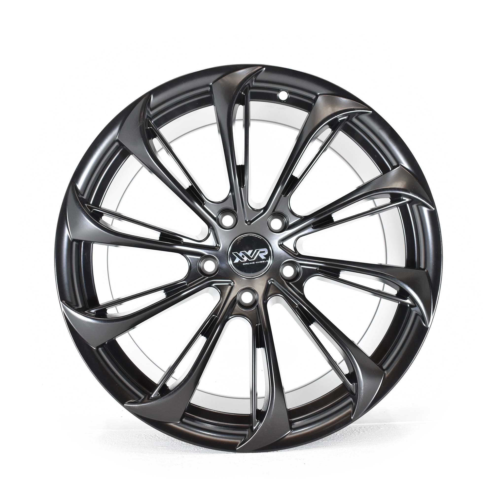 Juego de 4 Rines de 18" con 10 Brazos y 5 Birlos Negro Mate Auto Magic